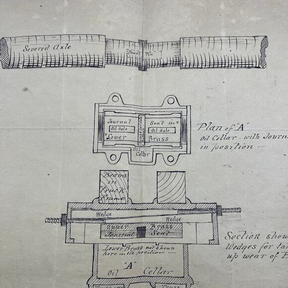 None | Accents | 8670s Original Hand Drawn Mechanical Blueprint ...